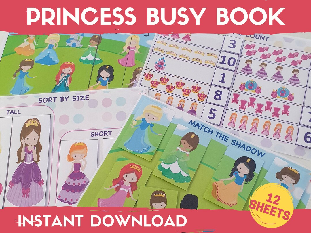 Princesses Toddler Busy Book: Learning Activities Binder (printable) - Etsy