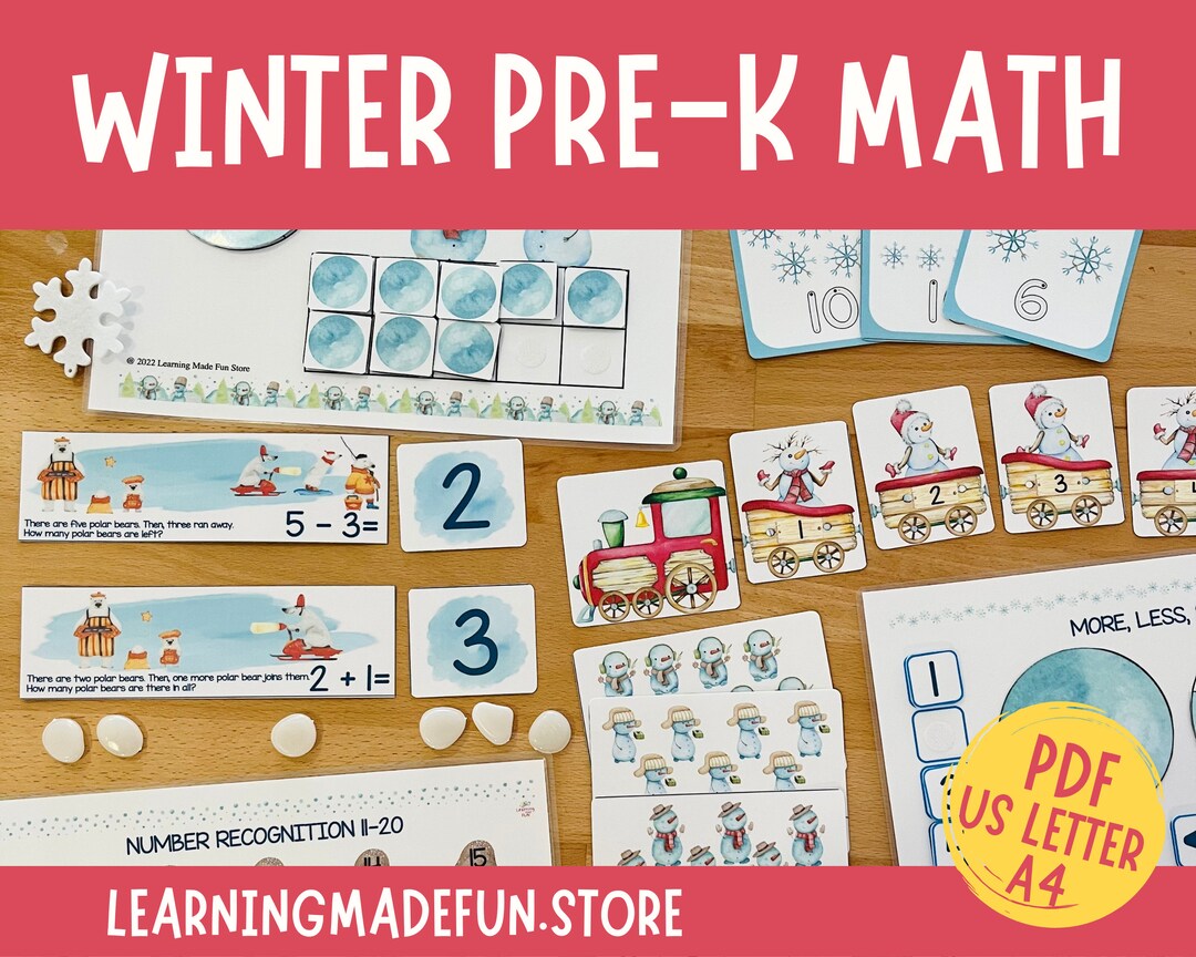 Winter Pre-k Math, Prek Learning Binder, Preschool Math Centers ...