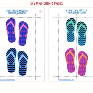Summer Matching Game, Flip Flops Matching Activity, Summer Game ...