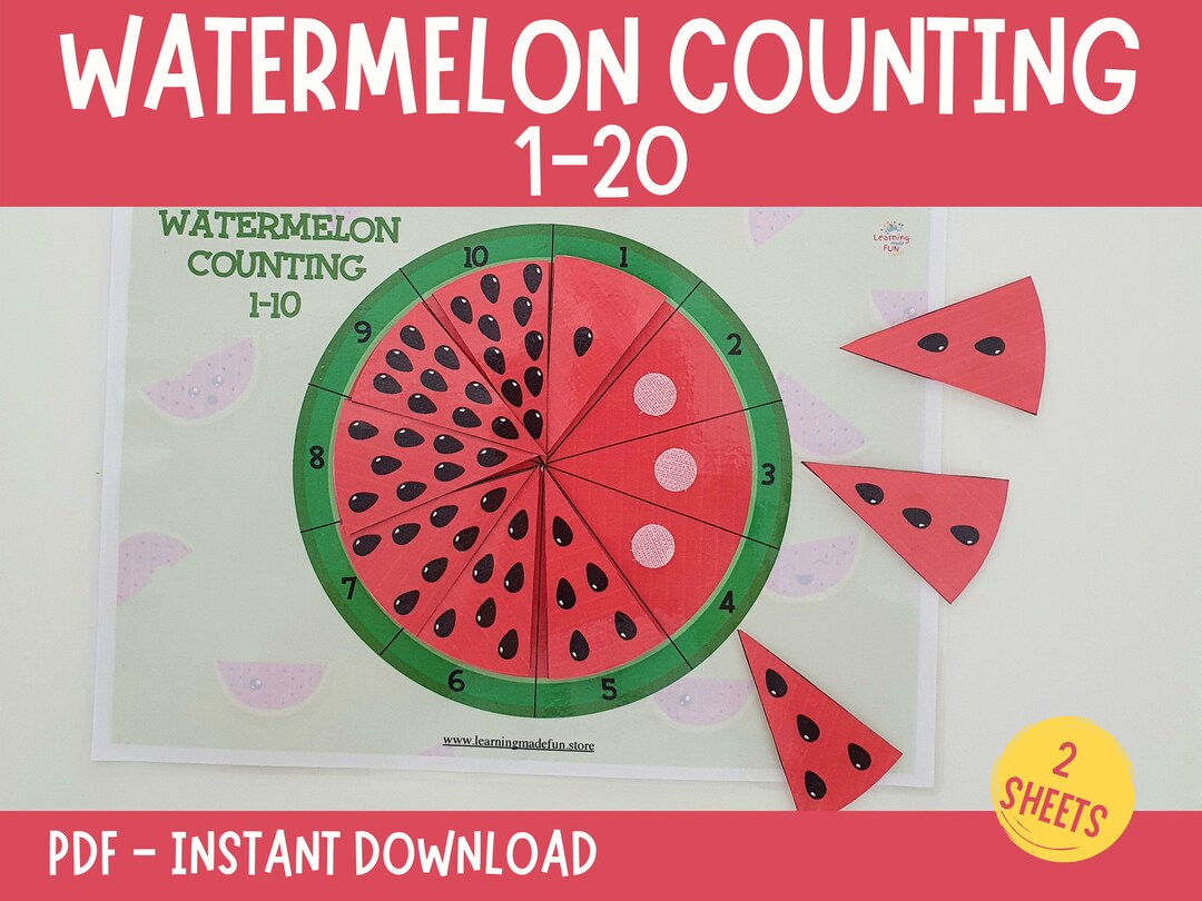 Watermelon Counting Activity, Busy Book Printable, Count 1-20 ...