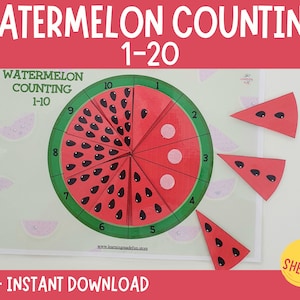 Watermelon Counting Activity, Busy Book Printable, Count 1-20 ...
