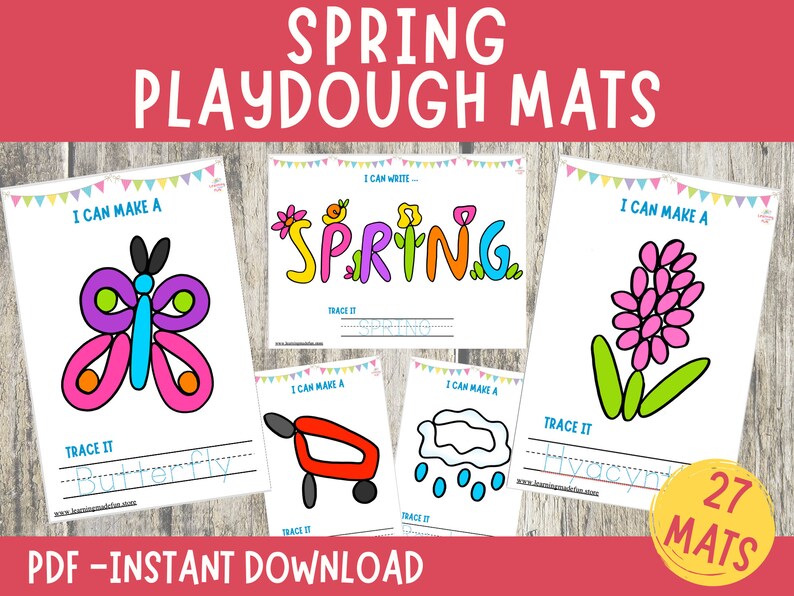 SPRING Play Dough Mats Printable Play Doh Toddler Activitiy - Etsy