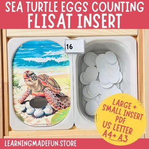 Sea Turtle Eggs Counting to 20, Printable Flisat Insert, Trofast Insert ...