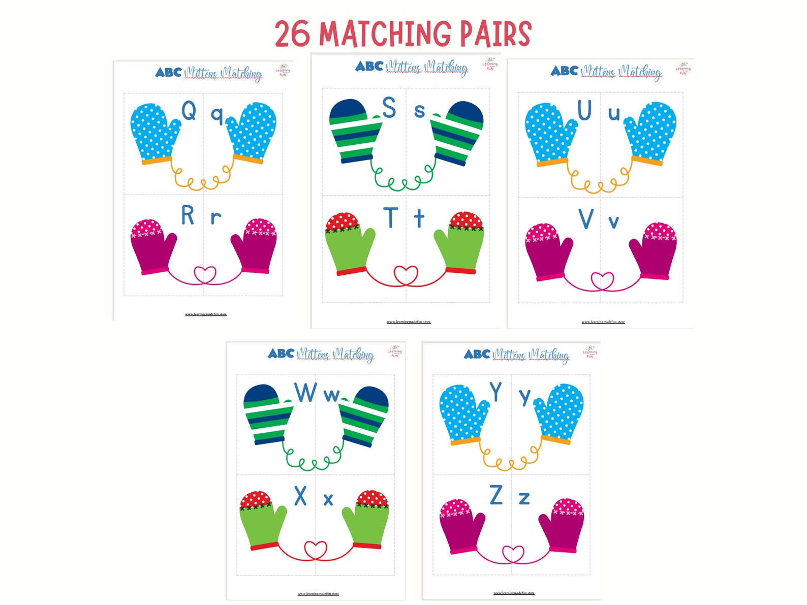 ABC Matching Game Winter Alphabet Mittens Matching Activity - Etsy
