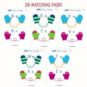 ABC Matching Game, Winter Alphabet, Mittens Matching Activity, Busy ...