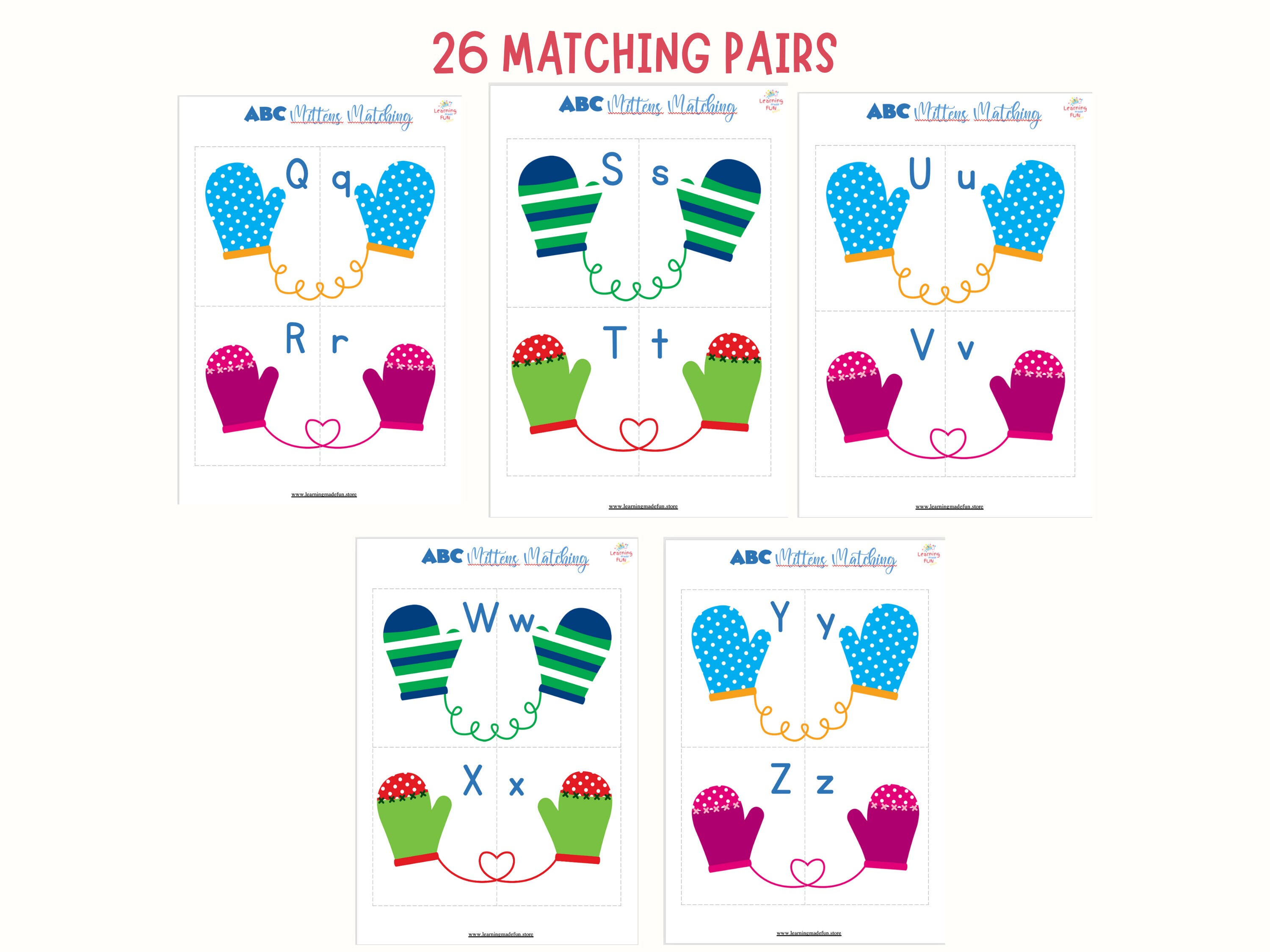 Winter ABC Matching Game: Mitten Alphabet Activity (printable) - Etsy