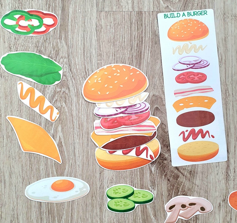 Build a Burger Pretend Play Set: Printable Learning Activity (PDF) - Etsy
