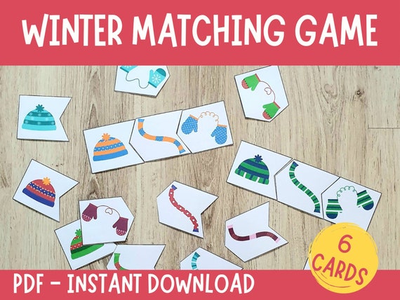 Winter Matching Game for Toddlers Hat Mittens Match Learning - Etsy