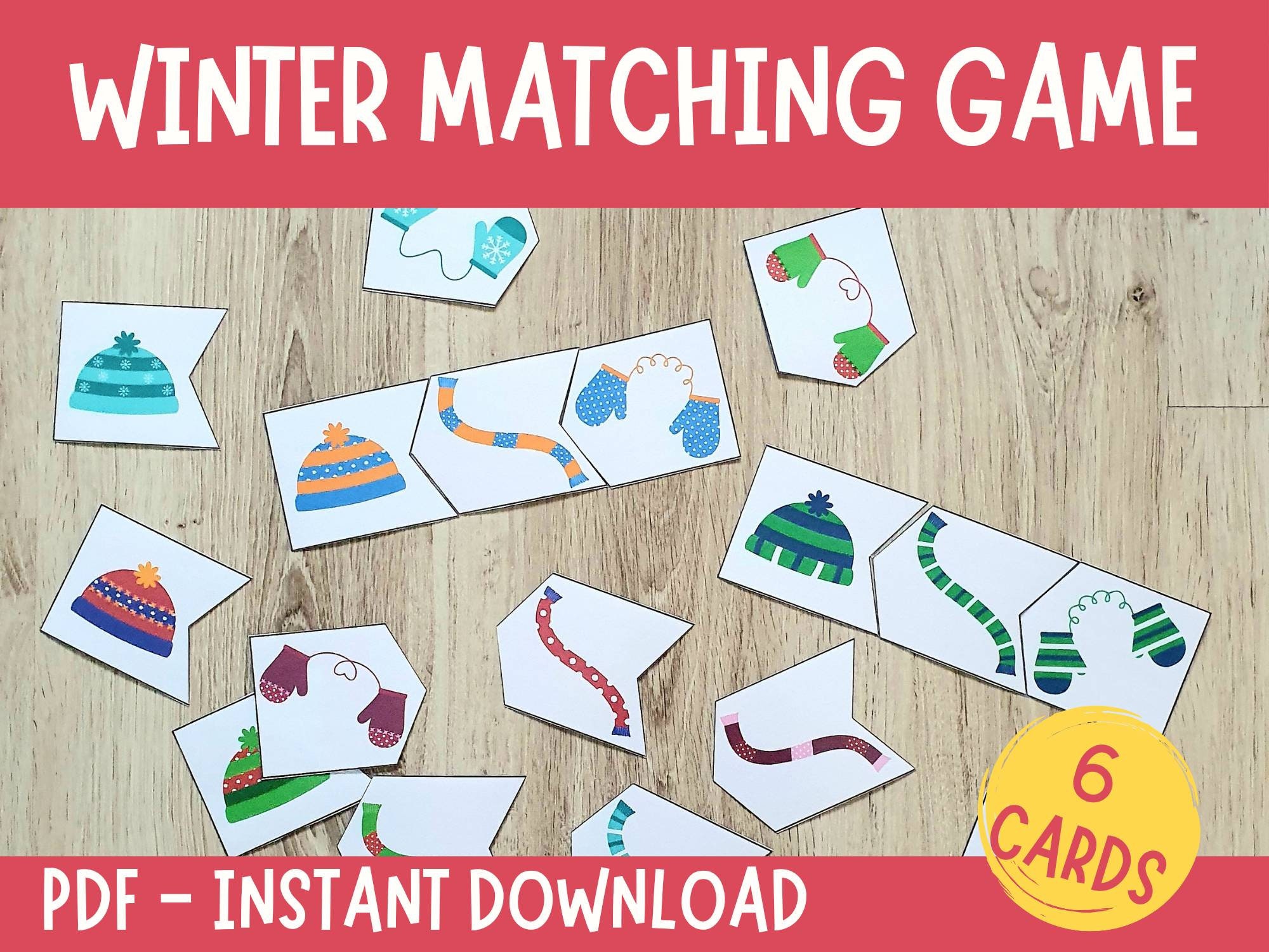 Winter Matching Game for Toddlers: Hat, Mittens, Scarf (PDF Pattern) - Etsy