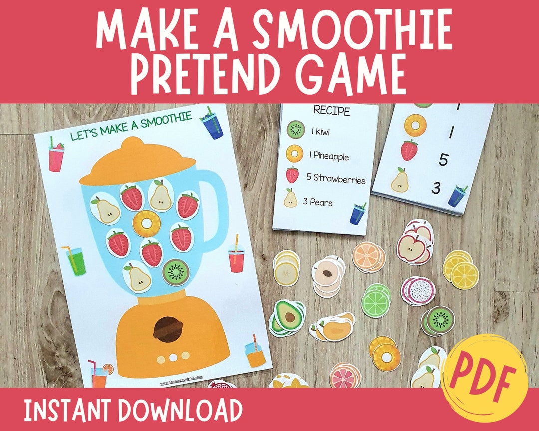Smoothie Counting Game: Preschool Math Pretend Play (PDF) - Etsy