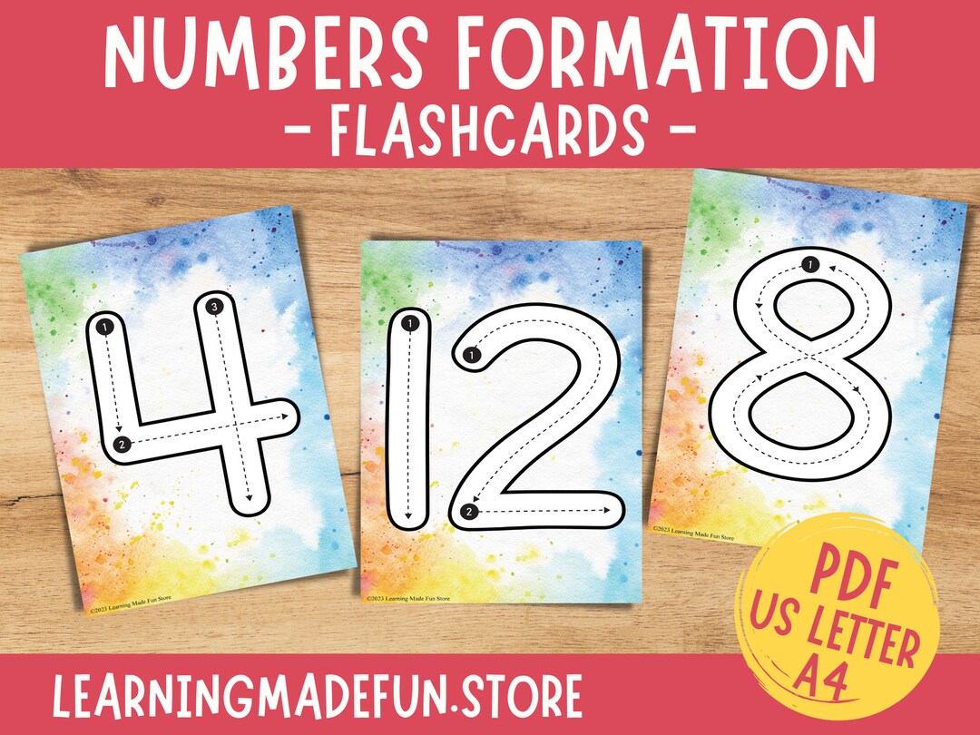 Numbers Formation Flash Cards, Learning the Numbers Cards, Tracing ...