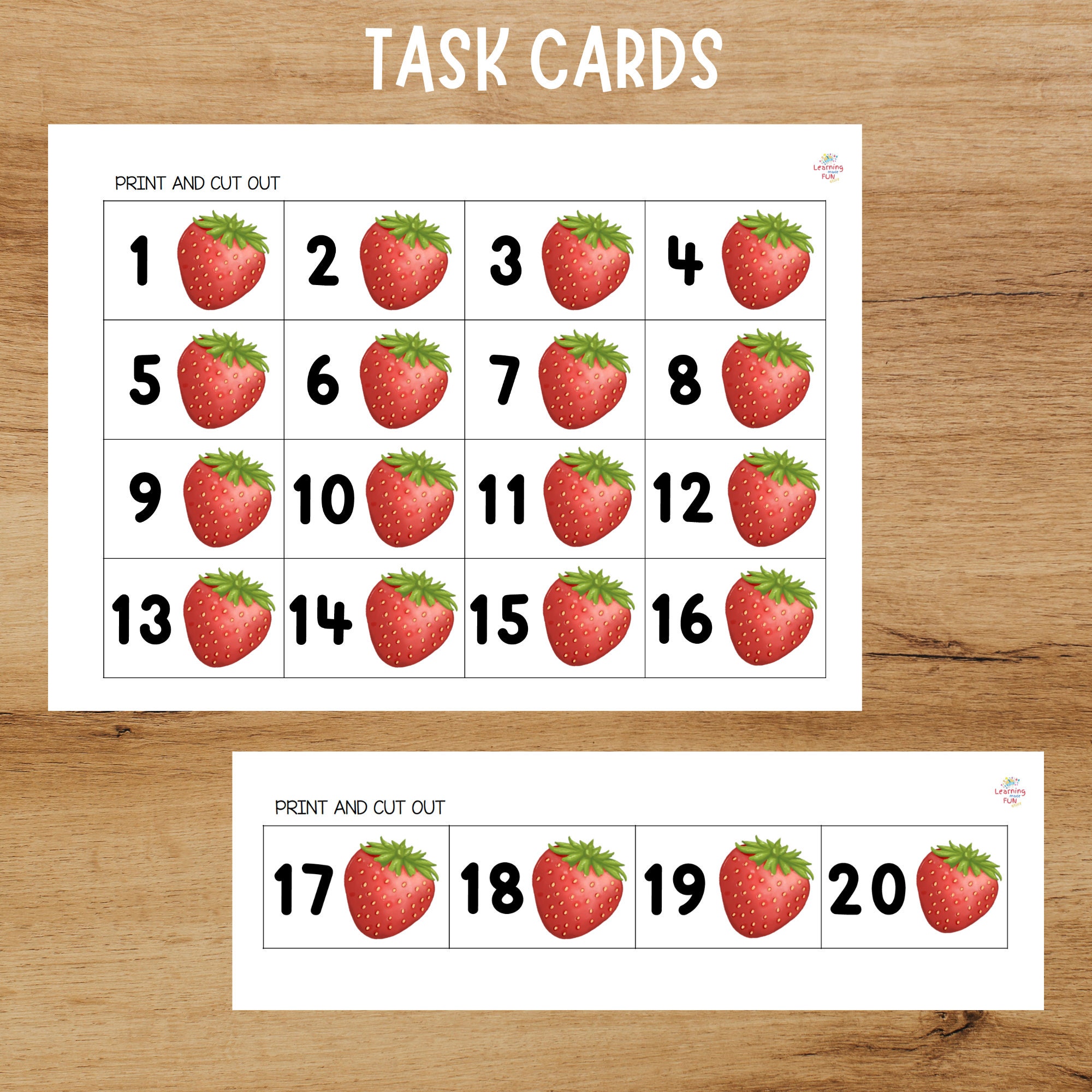 Strawberry Counting Flisat Insert, Preschool Printable (digital ...