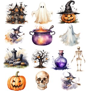 Watercolor Halloween PNG Clipart, Christmas Clip Art, Commercial Use ...