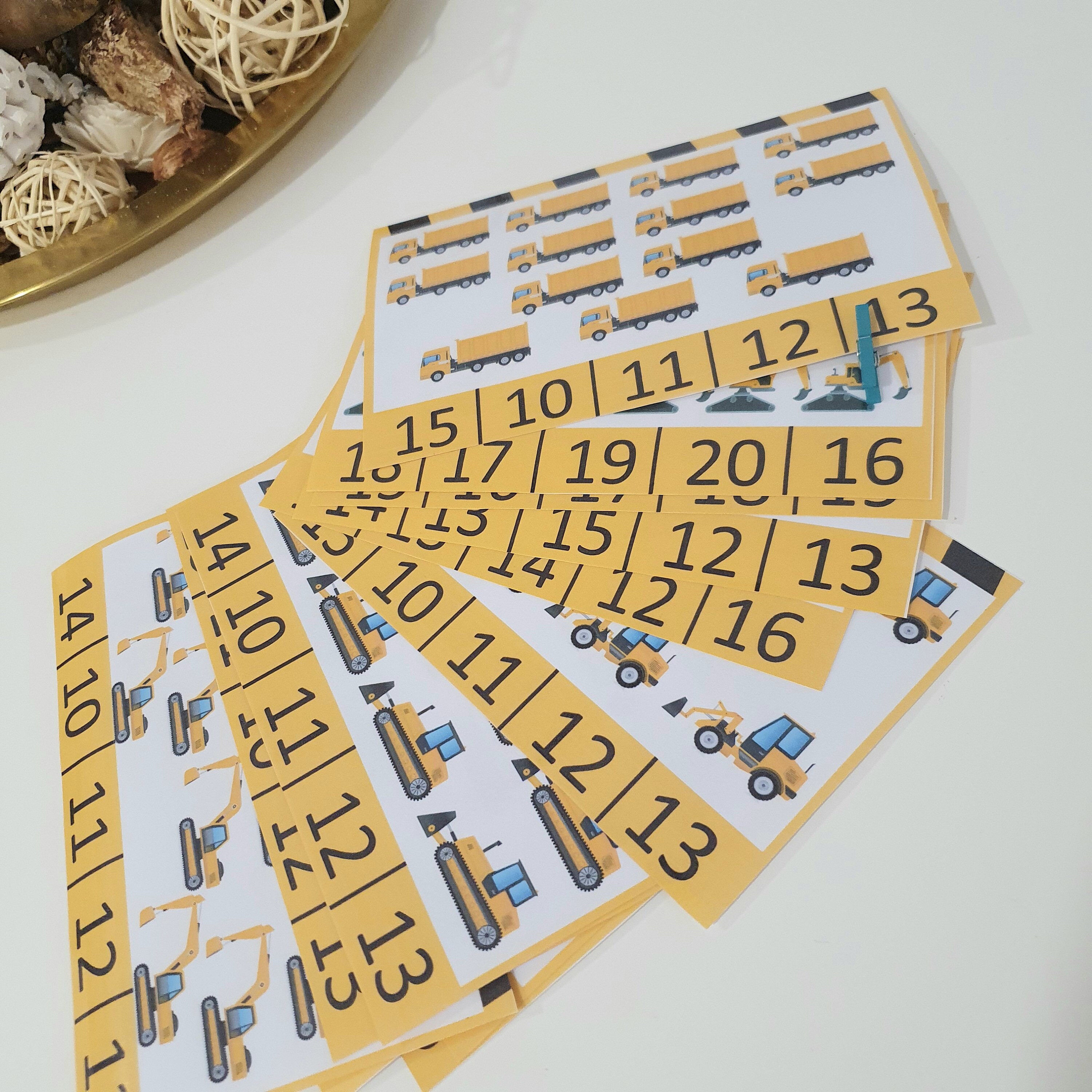 Construction Count Clip Cards Numbers 1-20 Count and Clip | Etsy