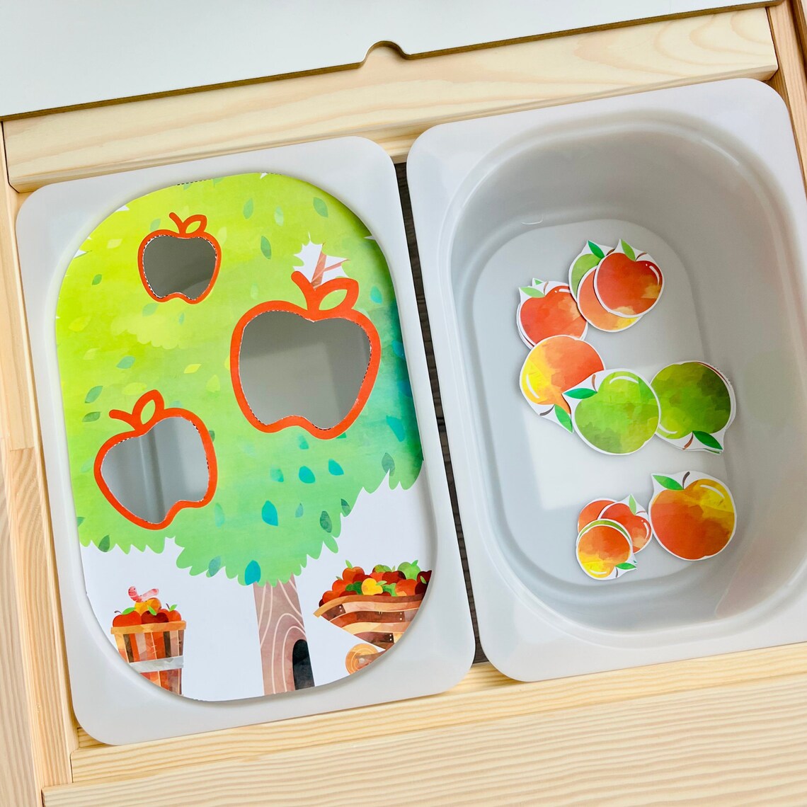 Apple Size Sorting Flisat Insert, Preschool Printable (digital Download ...