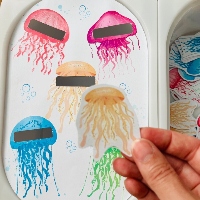 Jellyfish Color Sorting Flisat Insert: Preschool Printable (digital ...