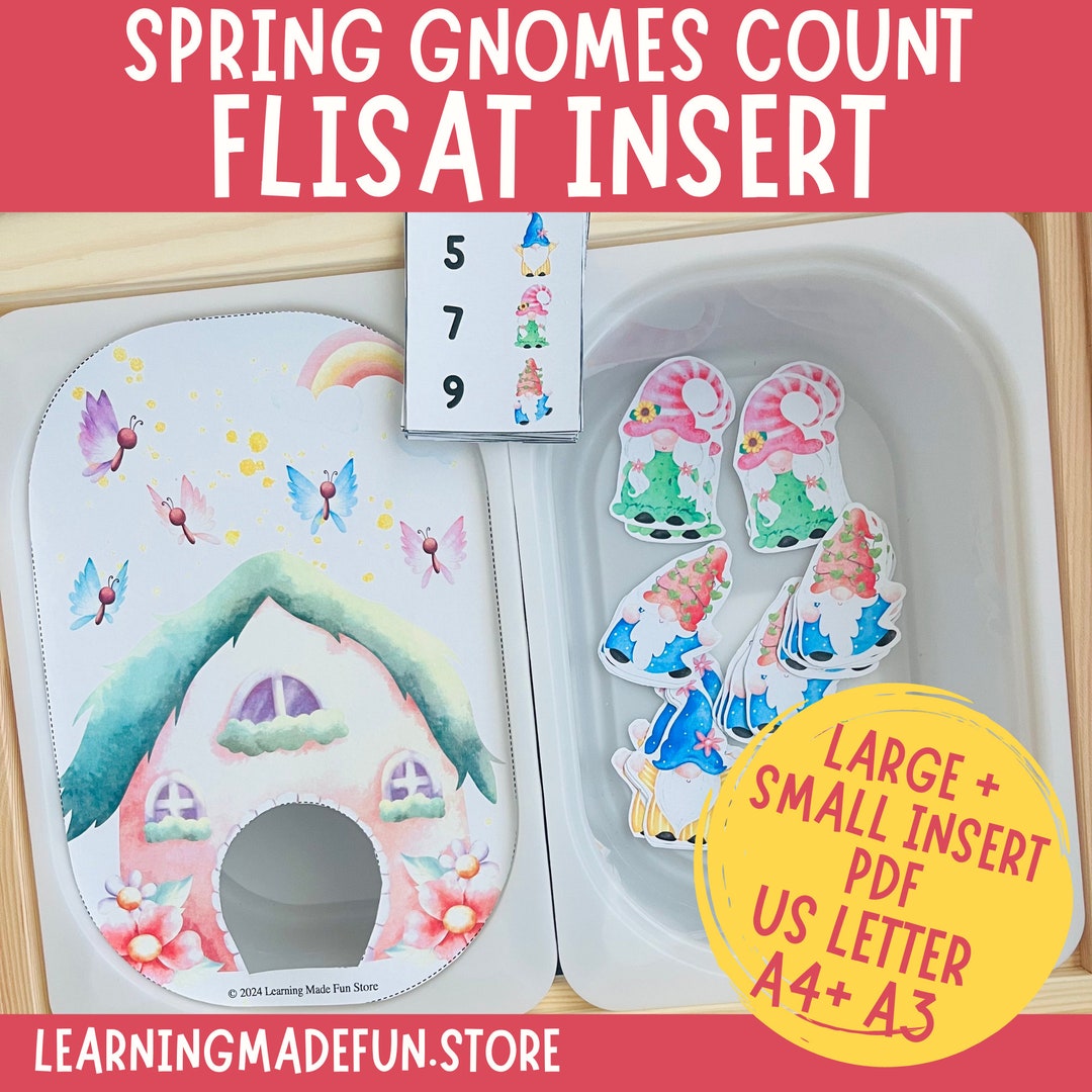 Spring Gnomes Counting, Printable Flisat Insert, Trofast Insert ...