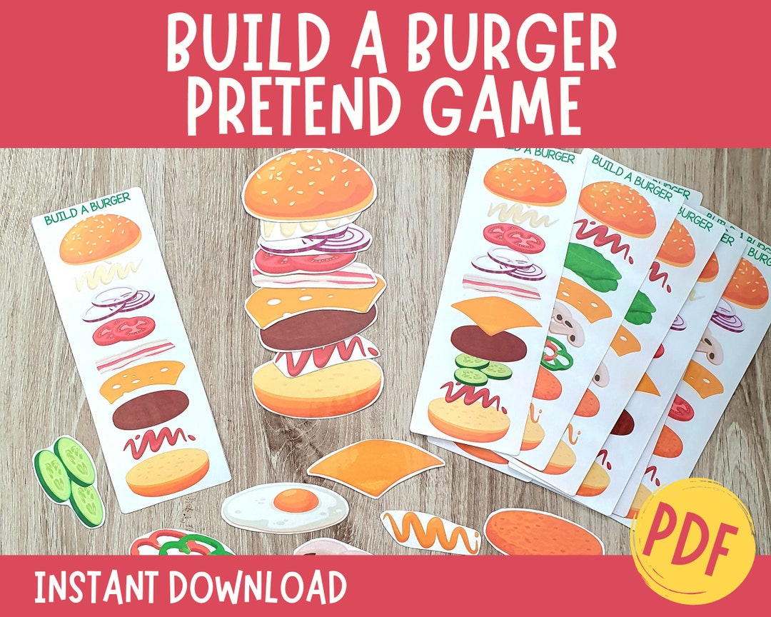 Build a Burger Pretend Play Set: Printable Learning Activity (PDF) - Etsy
