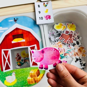 Farm Animals Counting, Printable Flisat Insert, Trofast Insert ...