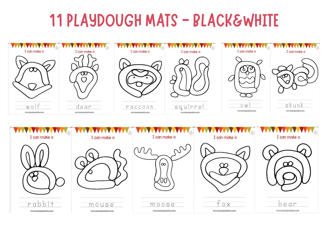 Forest Animals Play Doh Mats Visual Cards Printable Play - Etsy