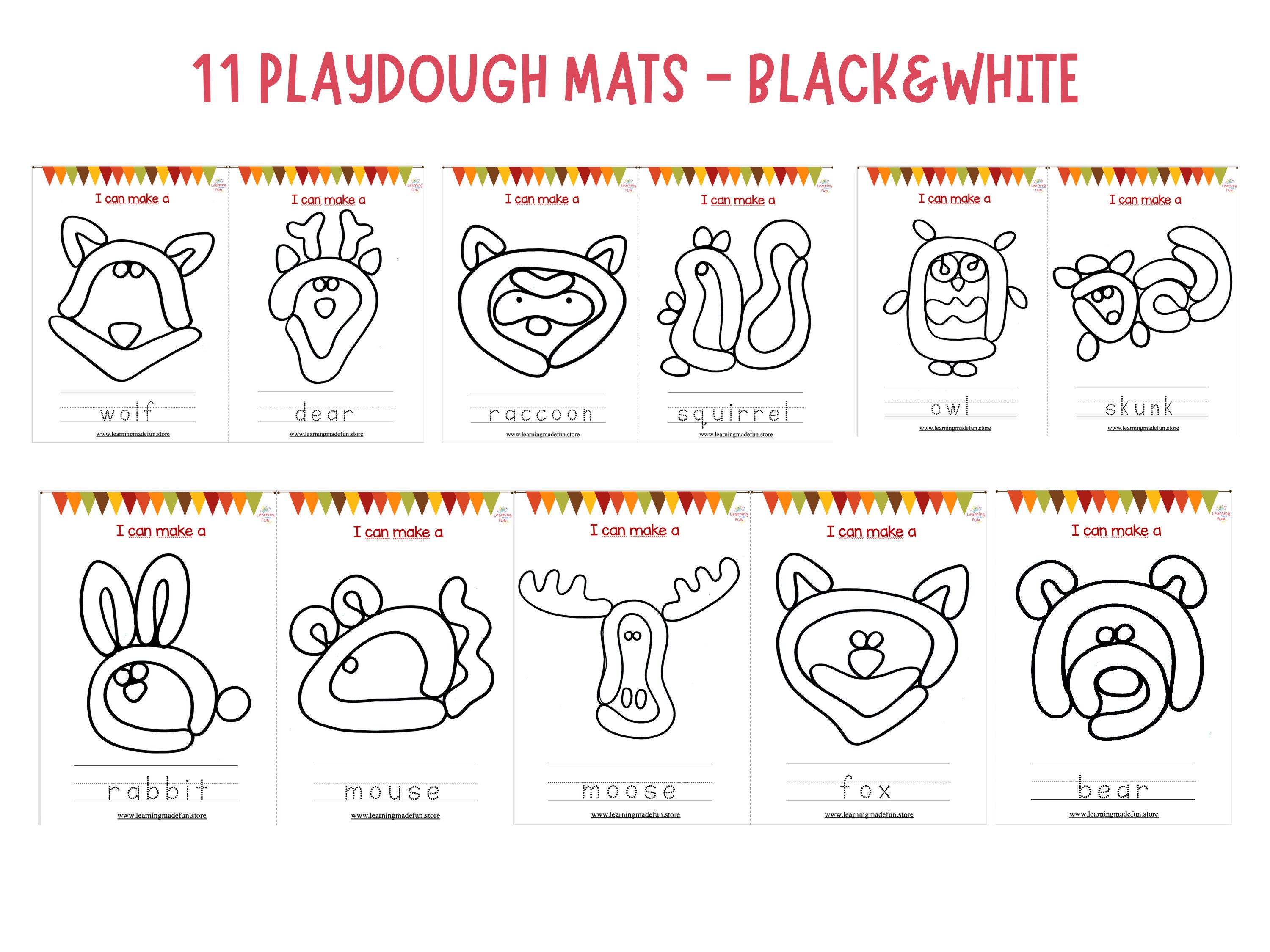 Forest Animals Play Doh Mats Visual Cards Printable Play - Etsy