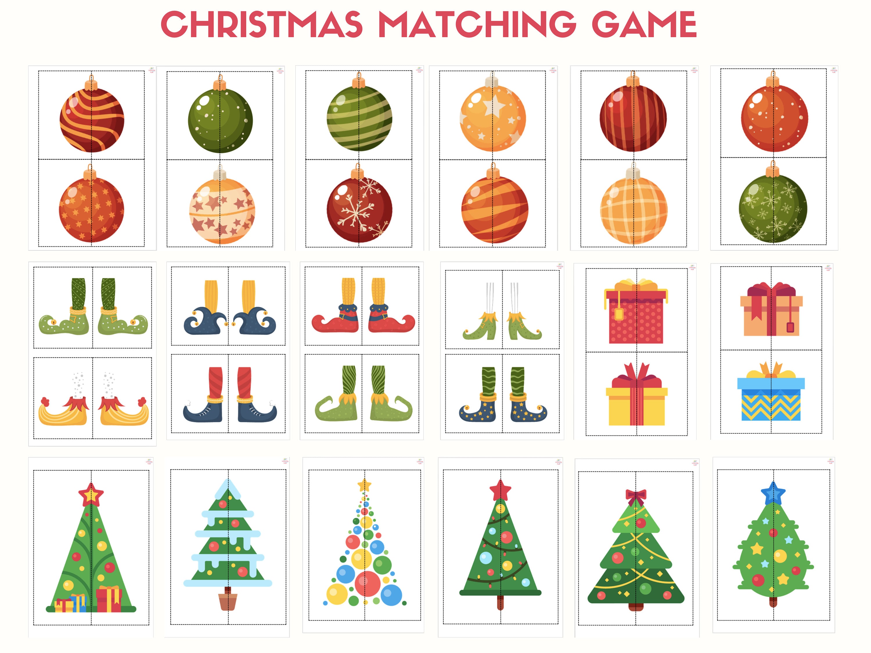 Christmas Matching Game for Toddlers Christmas Games - Etsy