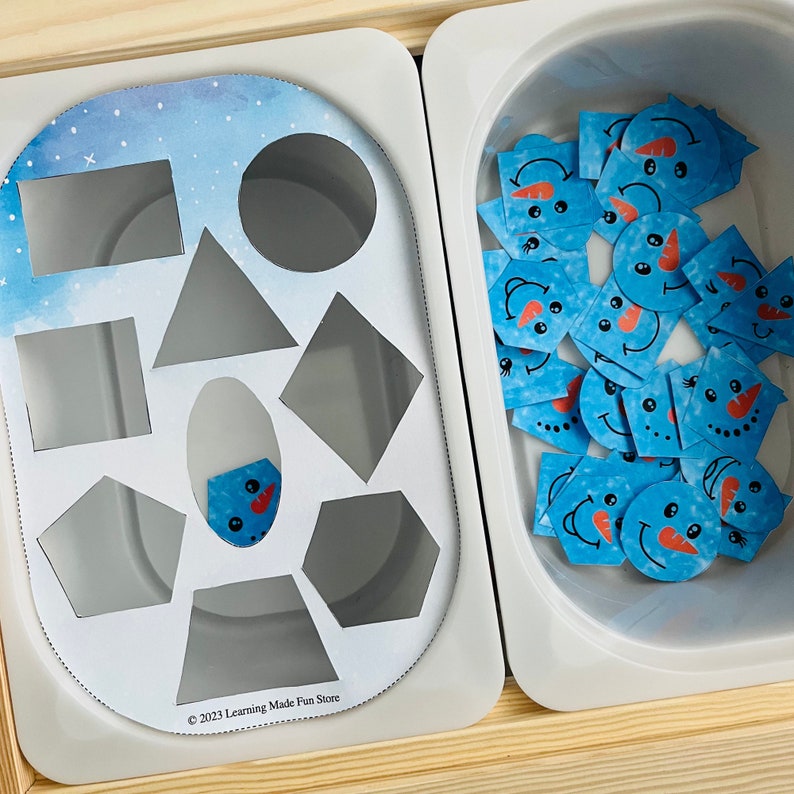 Snowmen Shapes Sorting Flisat Insert: Winter Preschool Activity ...