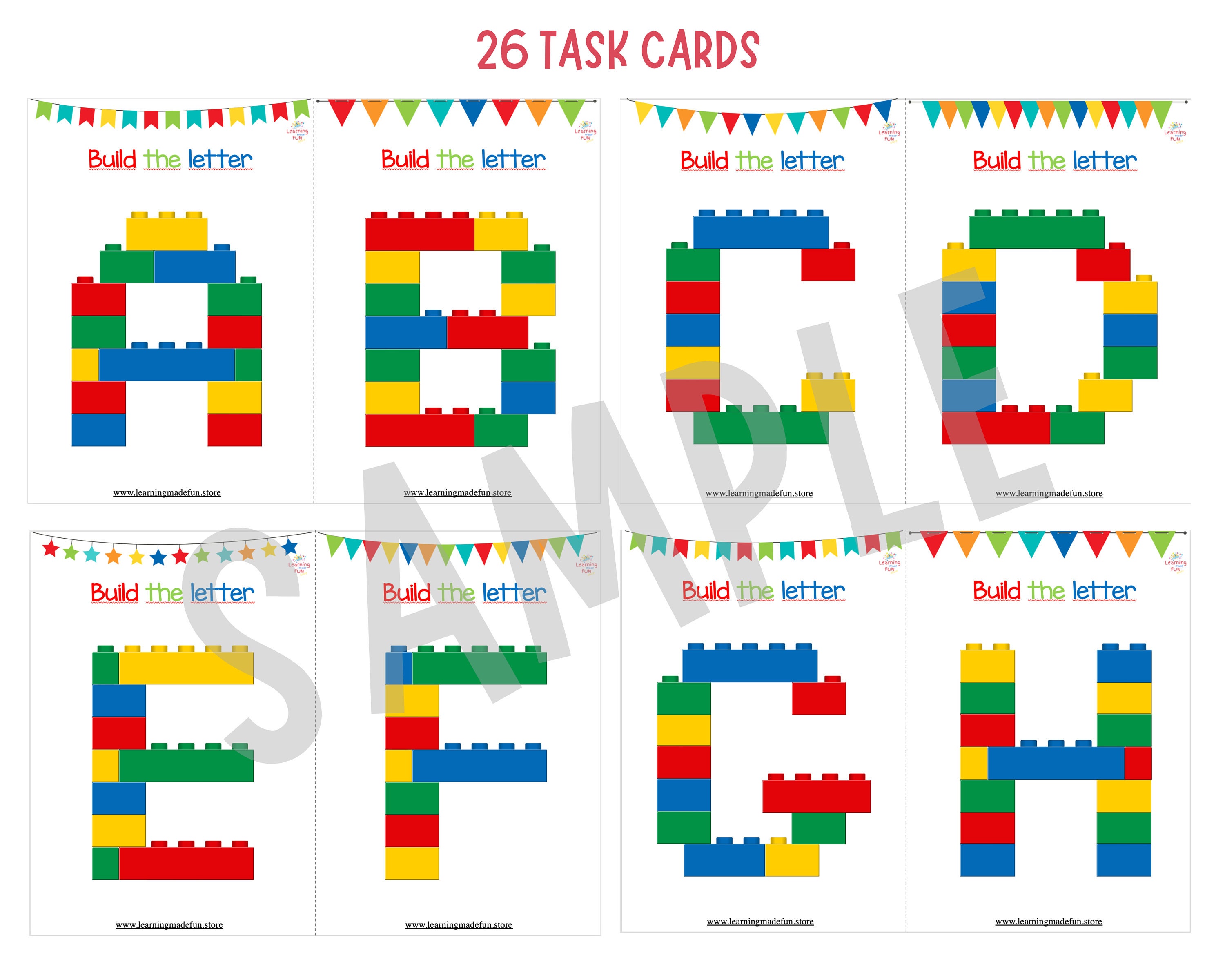 Alphabet Brick Task Cards ABC Building Cards Fine Motor - Etsy