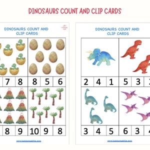 Dinosaur Counting Clip Cards: Montessori Math Activity (digital ...