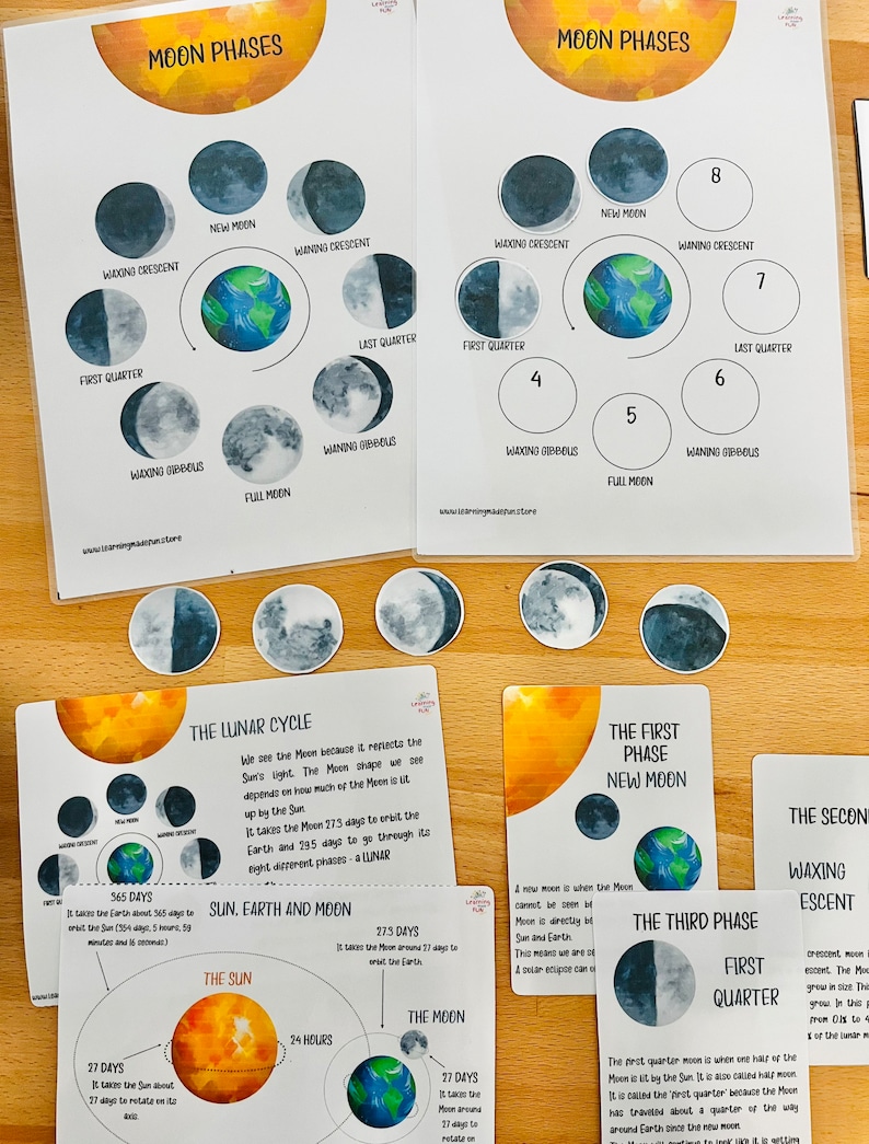 Moon Phases Unit Study Phases of the Moon Learning Activity - Etsy