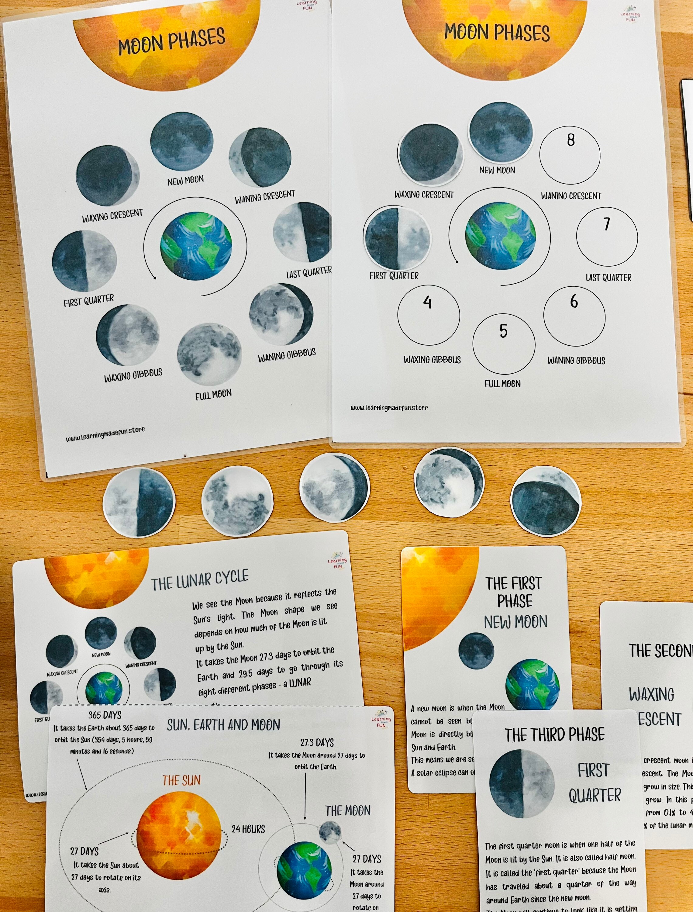 Moon Phases Unit Study: Montessori Learning Activity (digital Download ...