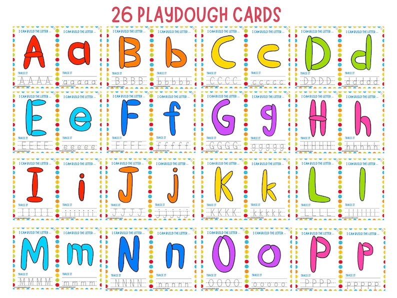 Alphabet Play Doh Cards Toddler Activities ABC Play Dough Mats | Etsy