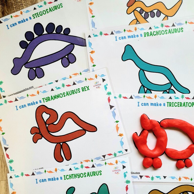 Dinosaurs Play Dough Mats Printable Play Doh Toddler - Etsy