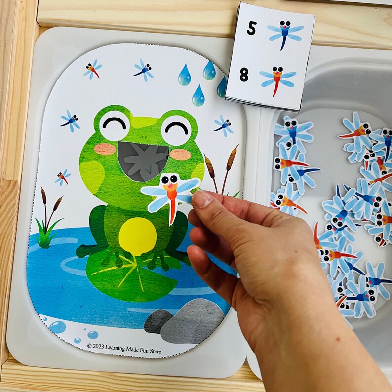 Feed the Frog Counting Flisat Insert, Pond Activity (printable) - Etsy