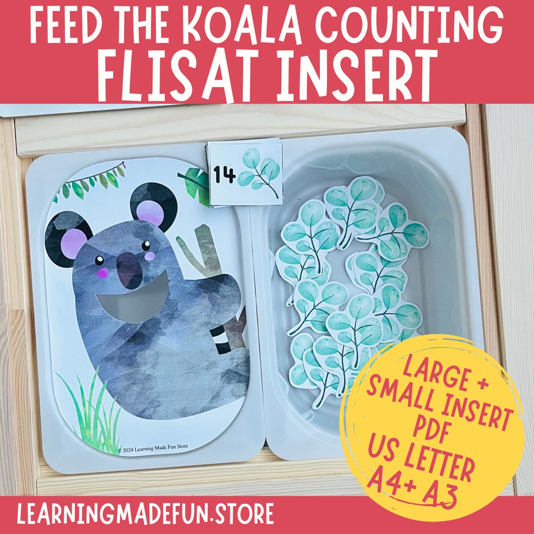 Feed the Koala Counting, Printable Flisat Insert, Trofast Insert ...