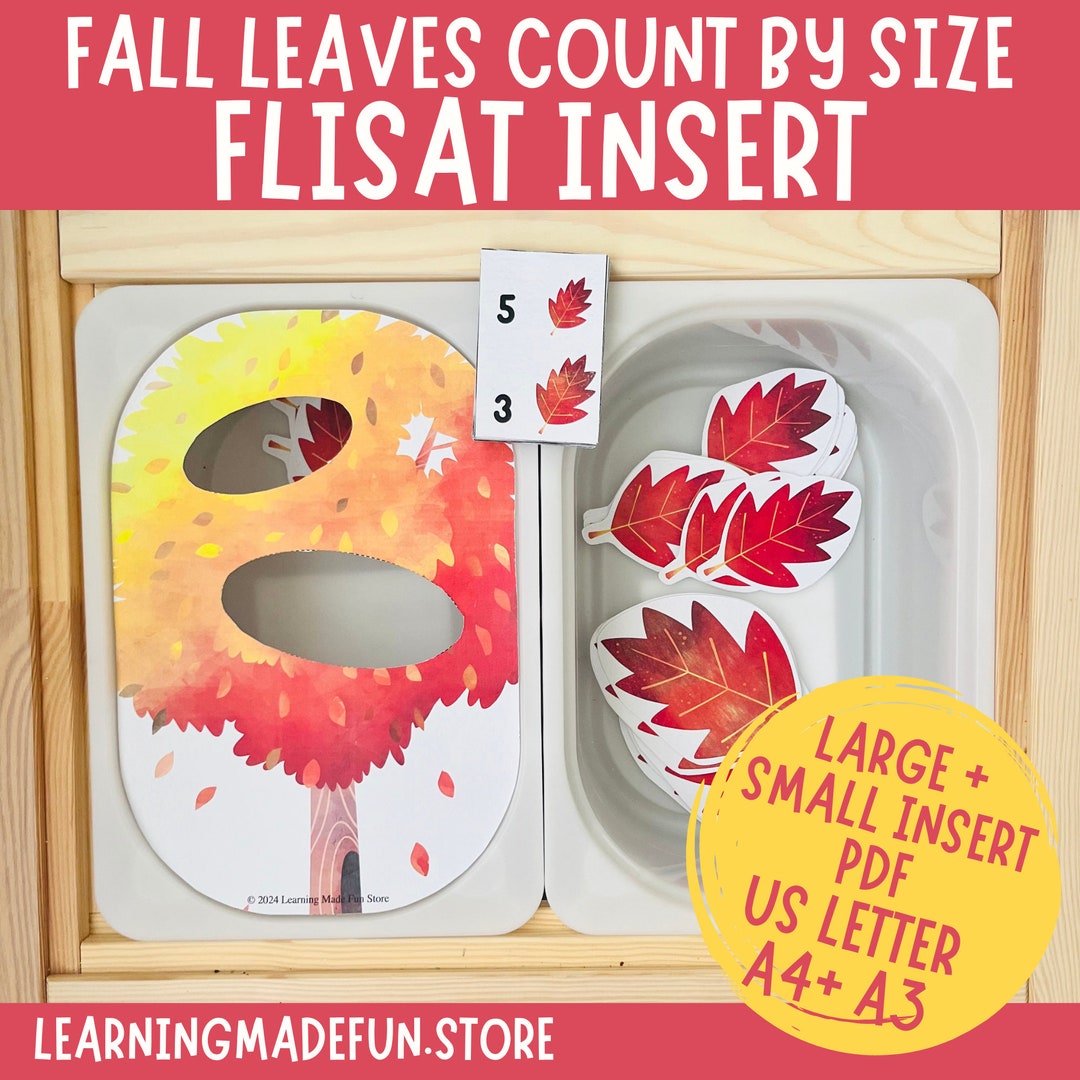 Fall Leaves Count by Size, Printable Flisat Insert, Trofast Insert ...