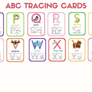 Alphabet Tracing Printable Flashcards, ABC Flashcards, Handwriting ...