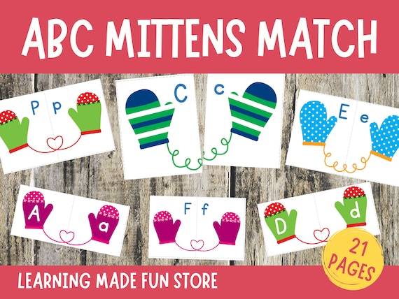 ABC Matching Game Winter Alphabet Mittens Matching Activity | Etsy