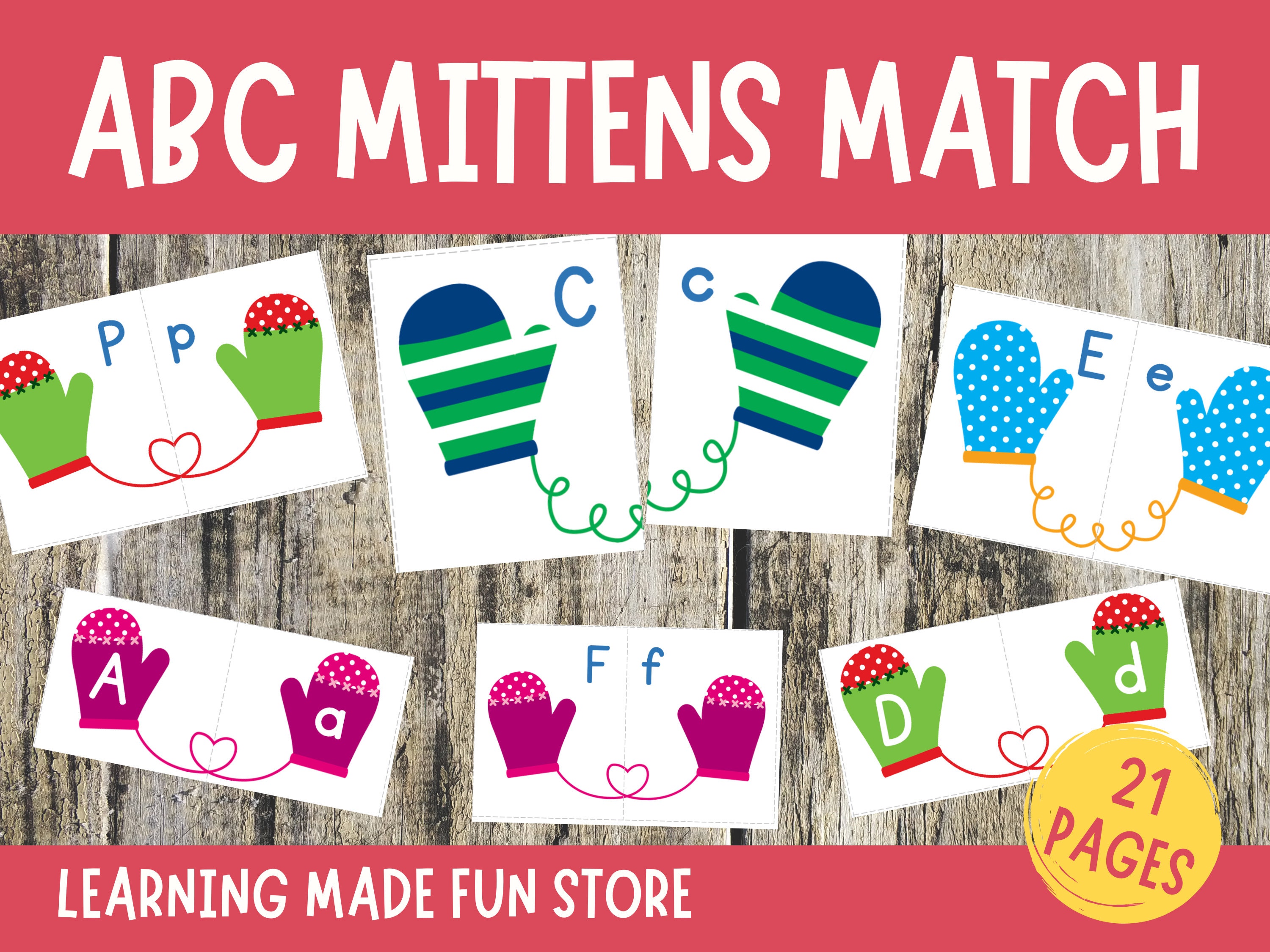 ABC Matching Game Winter Alphabet Mittens Matching Activity - Etsy