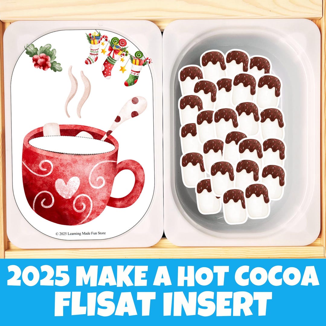 Christmas Hot Cocoa Counting to 20, Printable Flisat Insert, Trofast ...