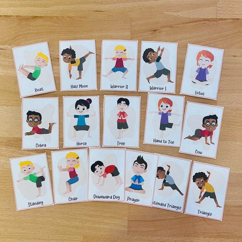 Kids Yoga Cards Childrens Yoga Pose Brain Breaks Flash - Etsy