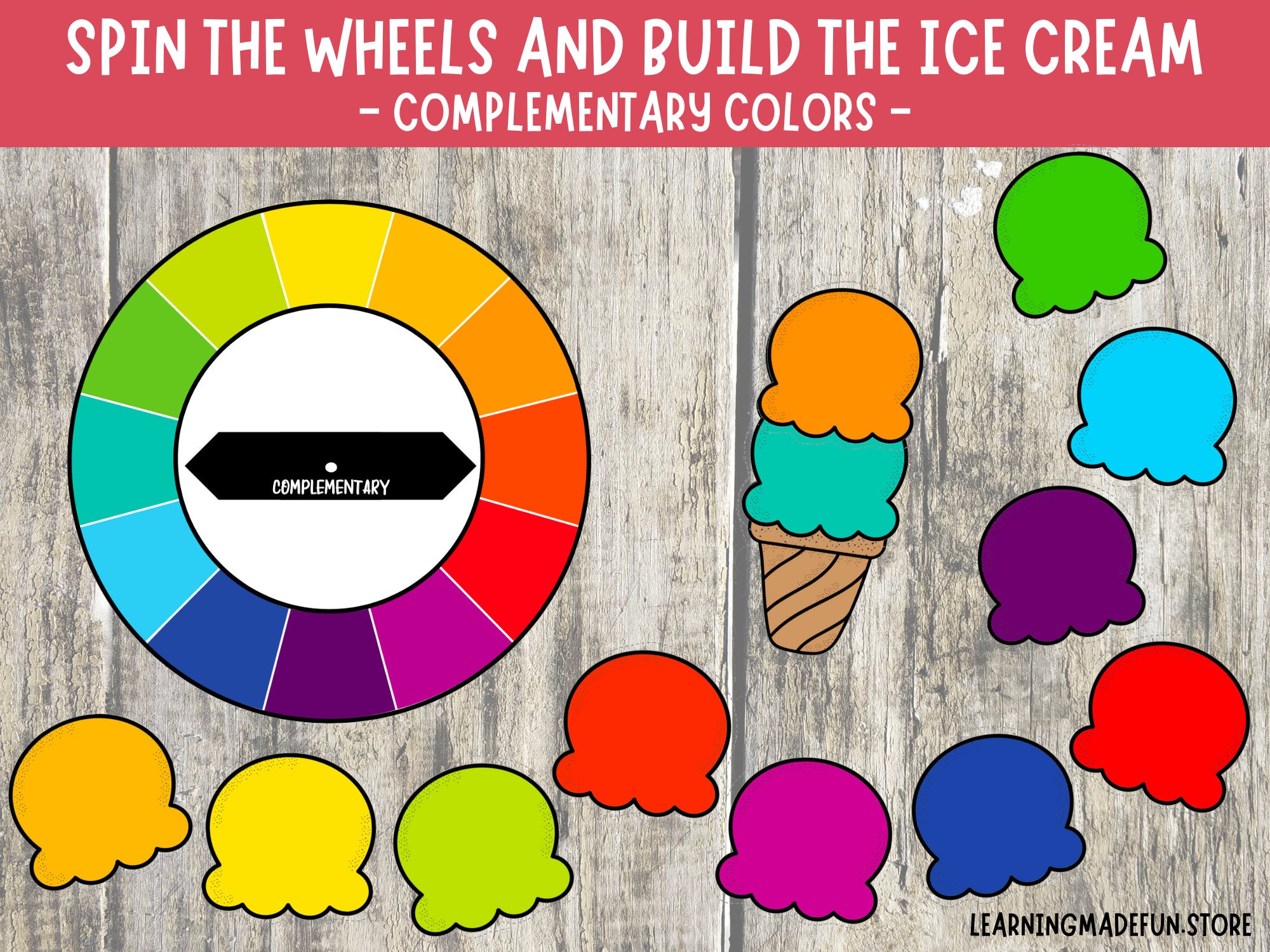 Build an Ice Cream Game Color Wheel for Kids Color Theory | Etsy Canada