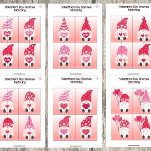 Valentine's Day Matching Game for Kids, Gnomes Matching Activity ...