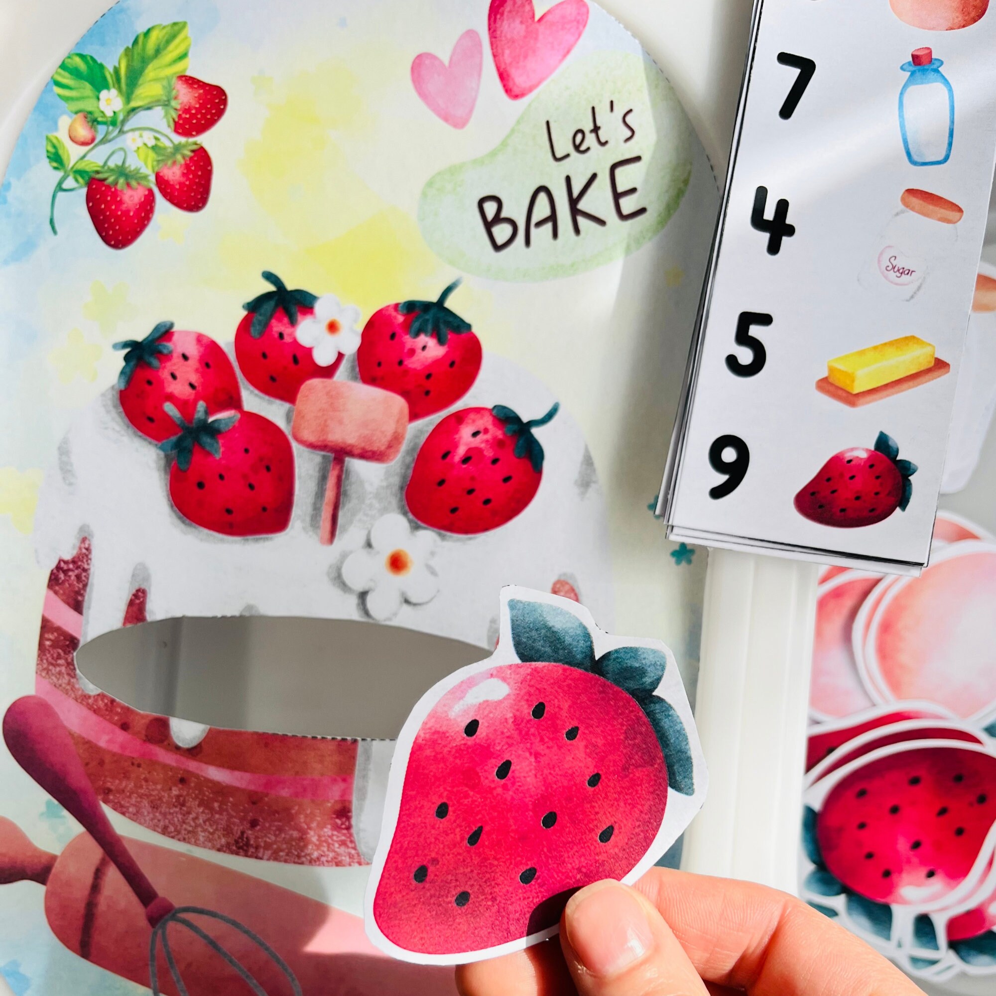 Strawberry Cake Counting Flisat Insert, Pretend Play Printable (digital ...
