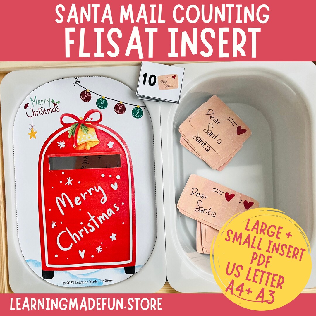 Christmas Santa Mail Counting to 20, Printable Flisat Insert, Trofast ...