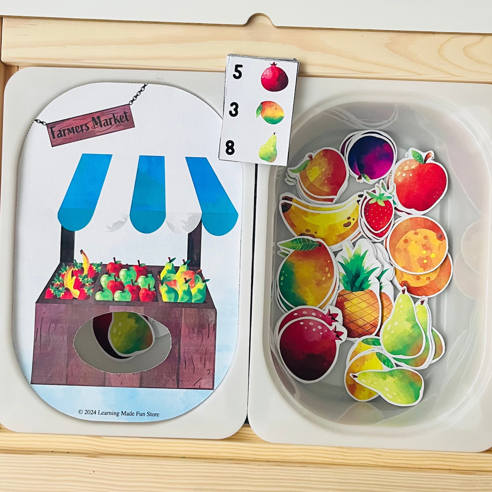 Fruits Market Counting Flisat Insert, Preschool Pretend Play (digital ...