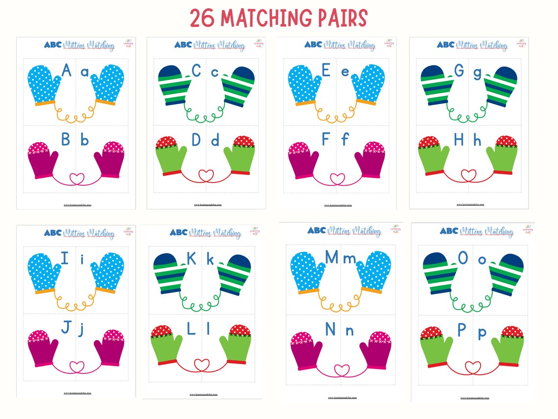 ABC Matching Game Winter Alphabet Mittens Matching Activity - Etsy