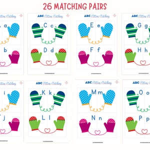 ABC Matching Game, Winter Alphabet, Mittens Matching Activity, Busy ...