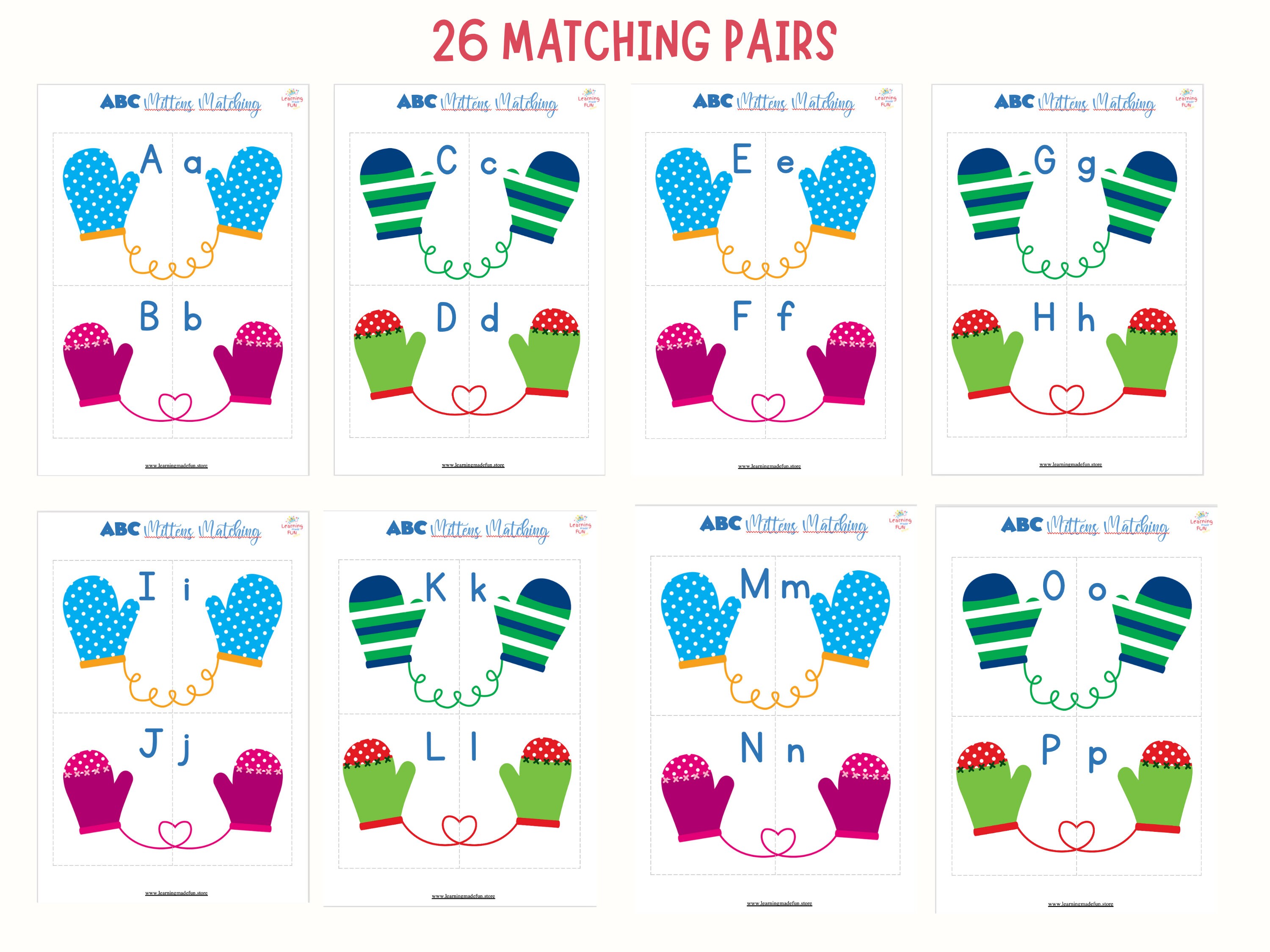 ABC Matching Game Winter Alphabet Mittens Matching Activity - Etsy