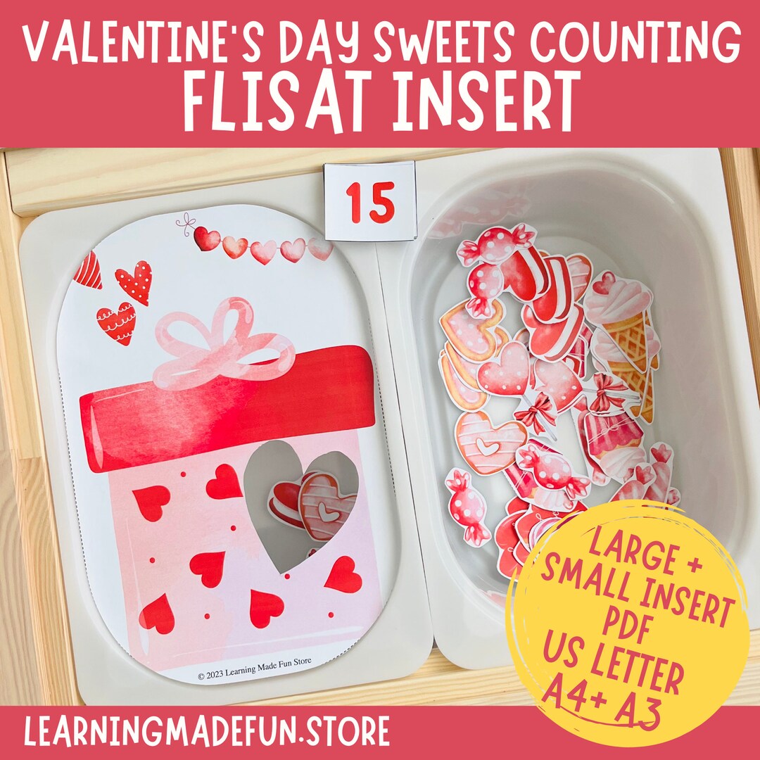 Valentines Day Sweets Counting, Printable Flisat Insert, Trofast Insert ...